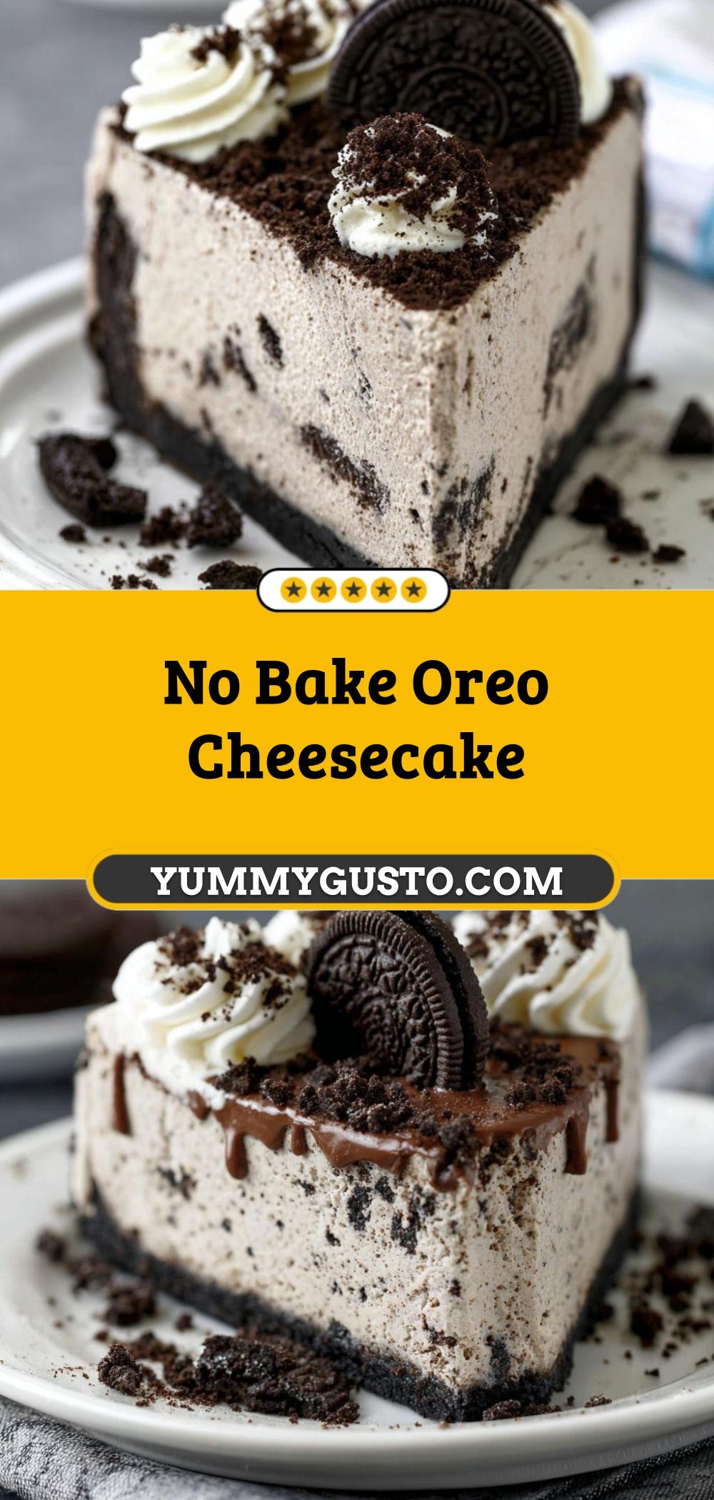 No Bake Oreo Cheesecake with Creamy Oreo Filling - Yummy Gusto