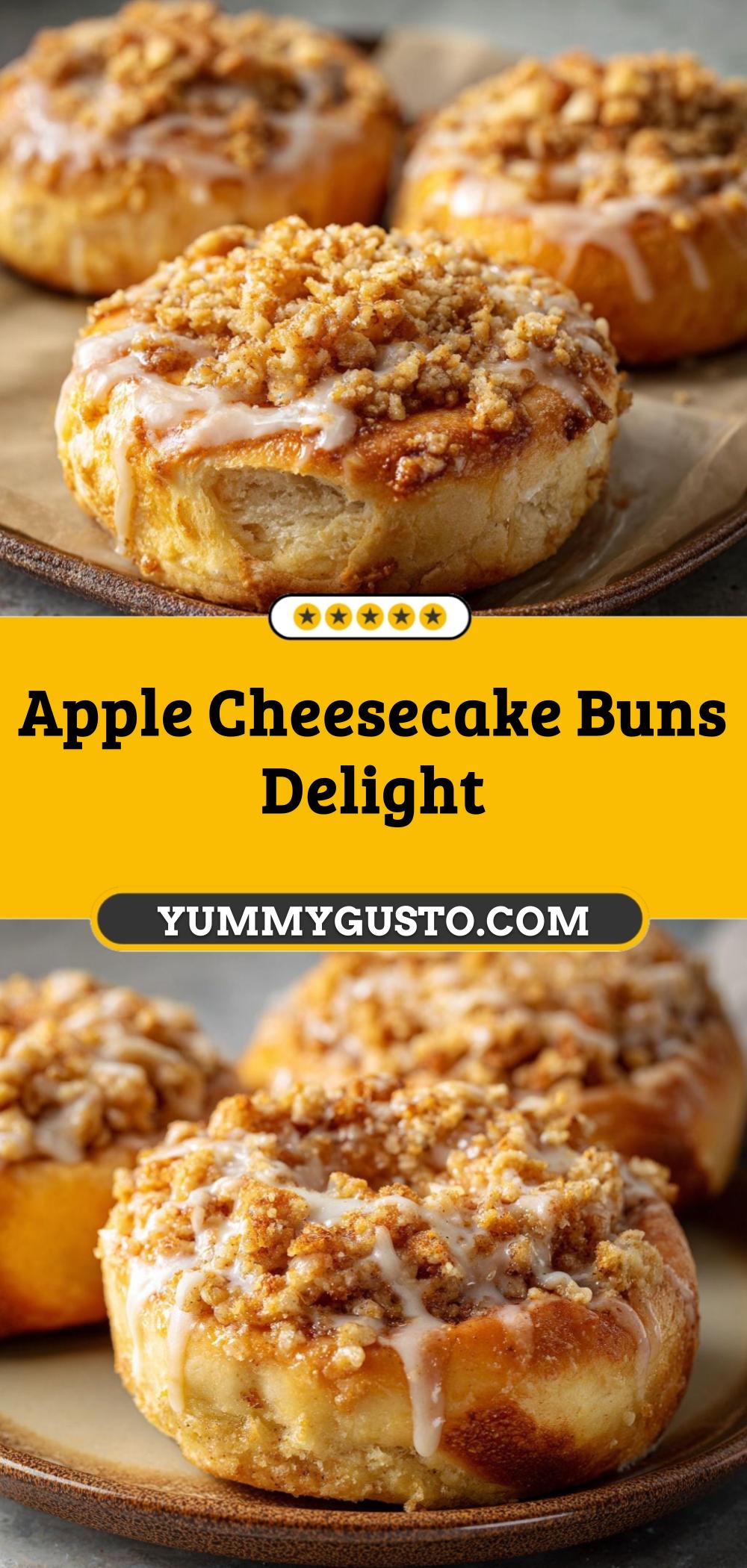 Soft Buns Filled with Apple Cheesecake and Crumble - Yummy Gusto