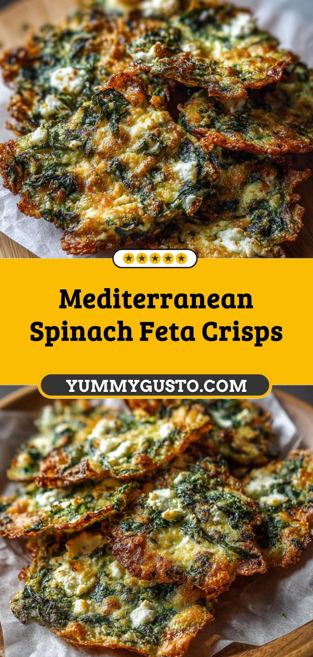 Mediterranean Spinach and Feta Crisps, Savory Baked Snack - Yummy Gusto