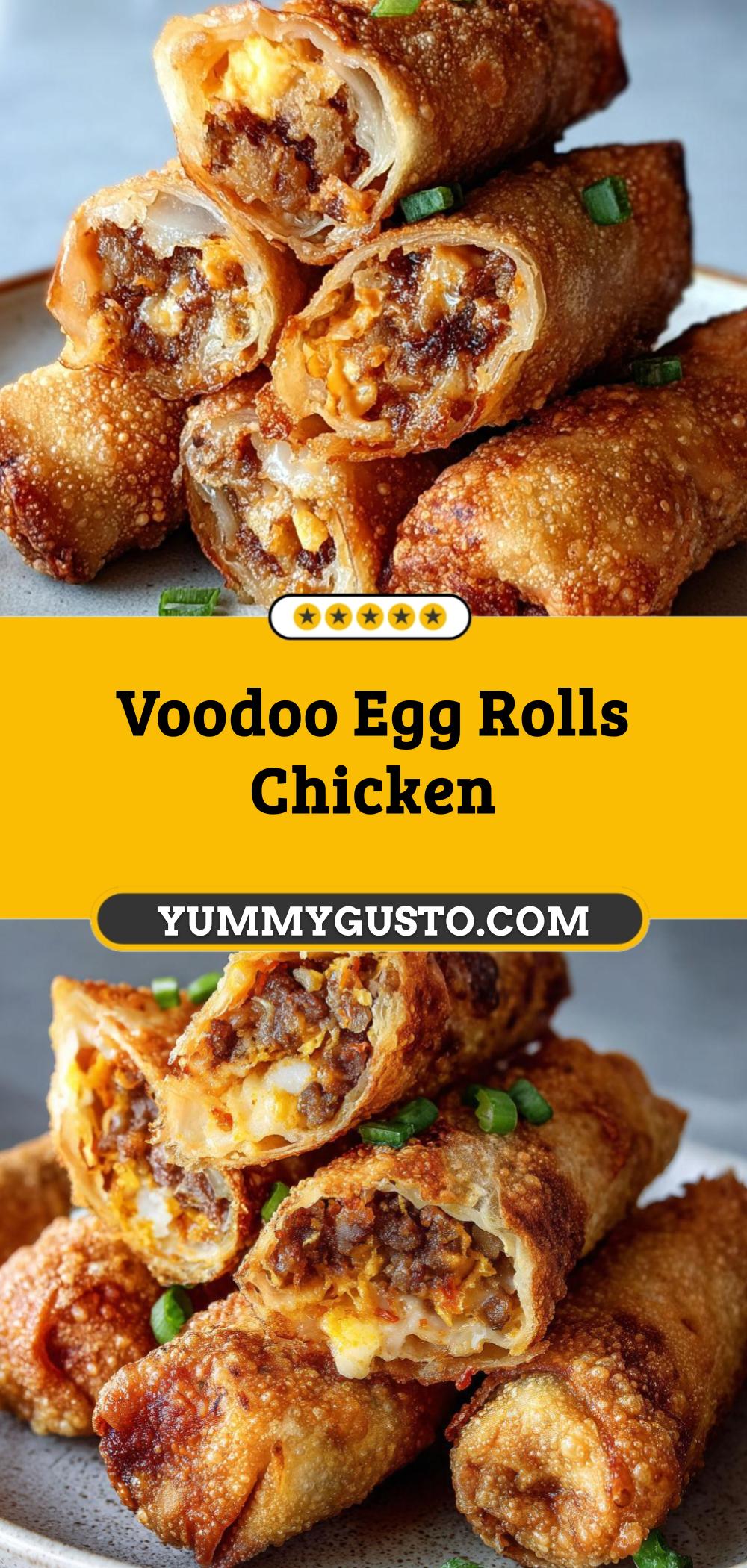 Voodoo Egg Rolls with Creamy Spicy Chicken and Sausage - Yummy Gusto