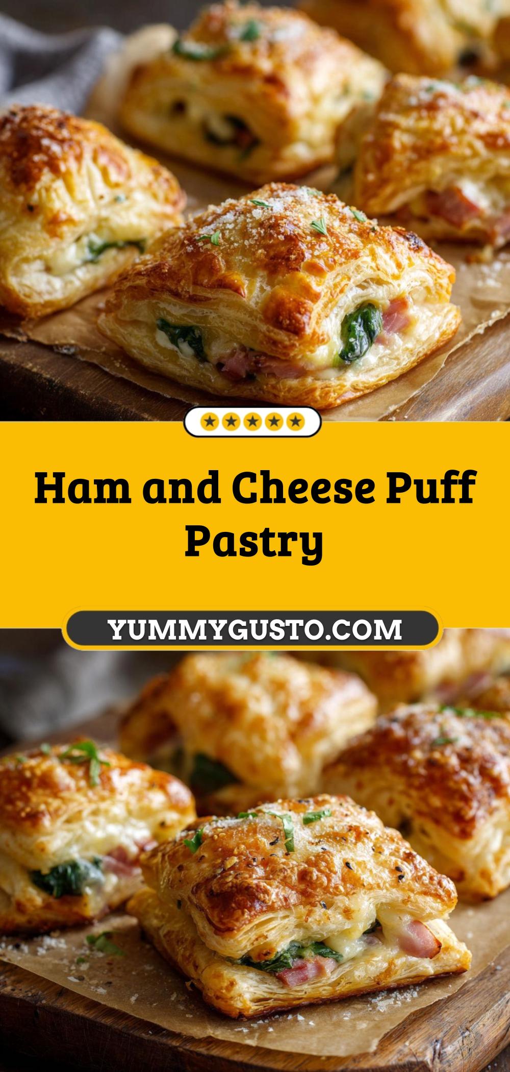 Flaky Ham and Cheese Puff Pastry with Spinach and Swiss - Yummy Gusto