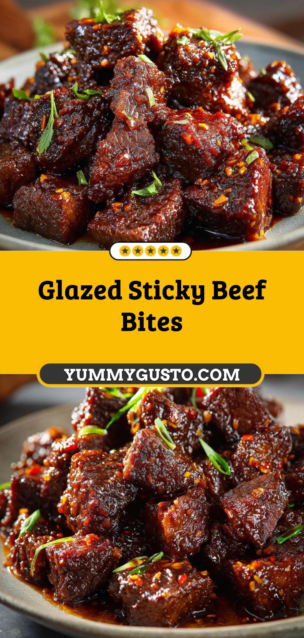 Glazed Sticky Beef Bites with Sweet Soy Glaze - Yummy Gusto