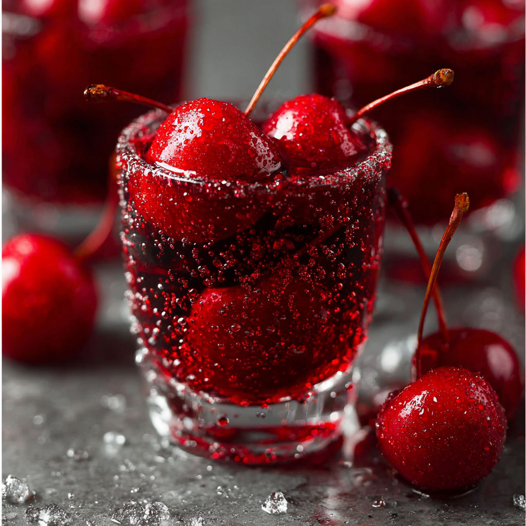 Twisted Cherry Shots with Sparkling Flavor and Garnish - Yummy Gusto
