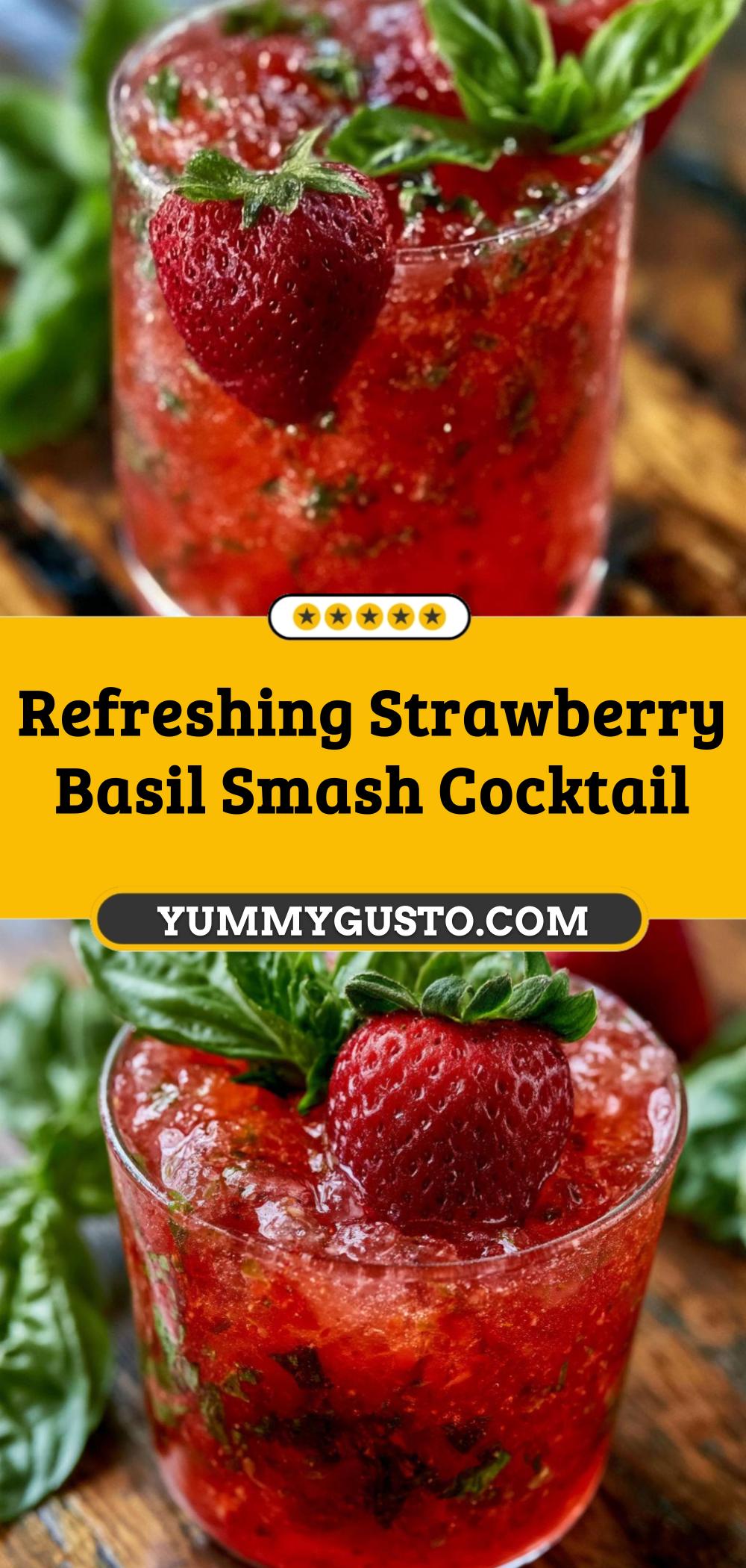 Refreshing Strawberry Basil Smash Cocktail with Gin and Honey Syrup ...